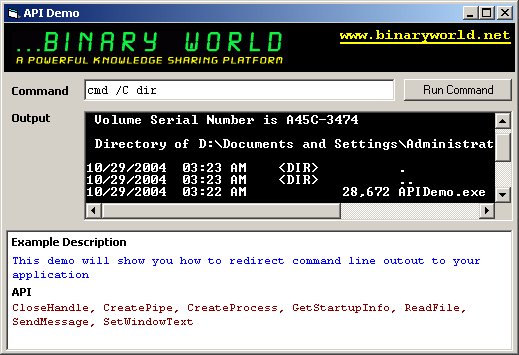 Binaryworld Redirect Command Line Output To Textbox